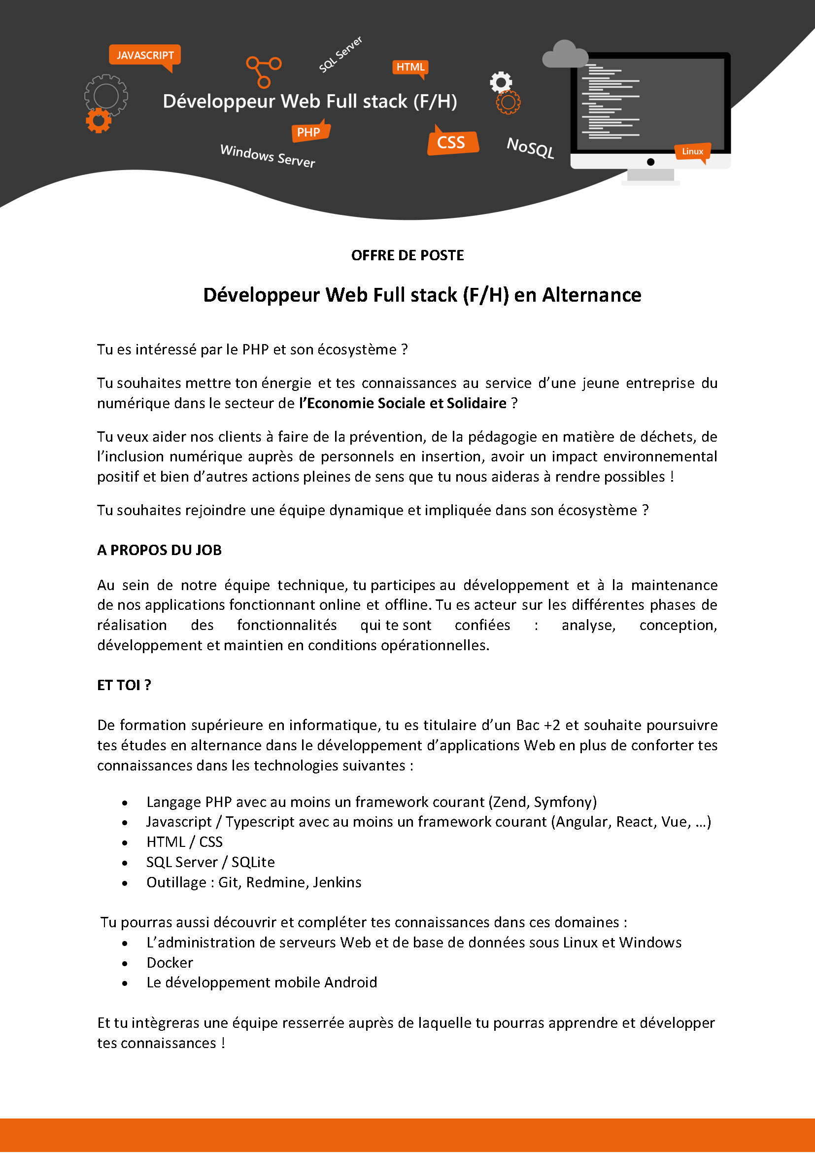 SYMETRI recrute un Développeur Web H/F en alternance - Symetri